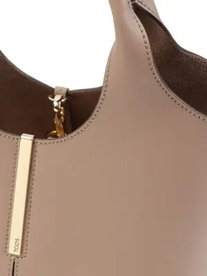 TOD'S Leather Mini Tote Bag With Branded Metal Bar Accessory - Multicolor
