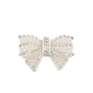 SELF-PORTRAIT Embellished Bow Earrings - Silver
