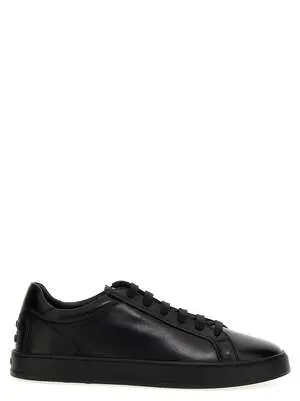 TOD'S Leather Lace-up Sneakers With Gommini Detail - Black