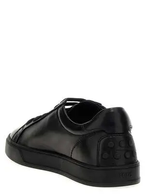 TOD'S Leather Lace-up Sneakers With Gommini Detail - Black