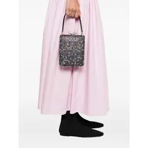 SELF-PORTRAIT Crystal-embellished Top Handle Bag - Black