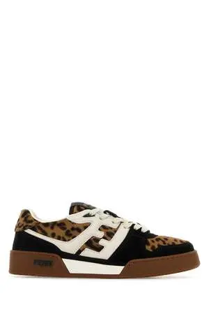 Fendi Match" Suede And Leather Leopard Print Sneakers - Multicolor