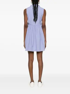 Miu Miu Blue Gingham Cotton Dress With Tie Detail - Multicolor
