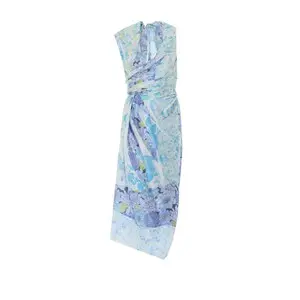 MAISON MARGIELA Floral Print Sleeveless Wrap Dress - Blue