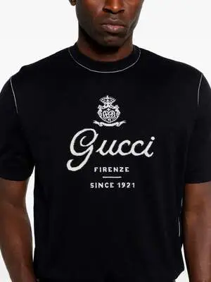 Gucci Short Sleeve Crew-neck Sweater In Silk