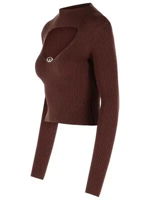 DIESEL® M-olina" Redwood Wool Sweater With Cut-out Detail - Multicolor