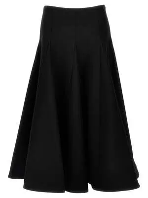 Valentino Garavani Solid Crepe Couture Wool And Silk Skirt - Black