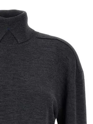 Burberry High Neck Ribbed Wool Sweater - Gray