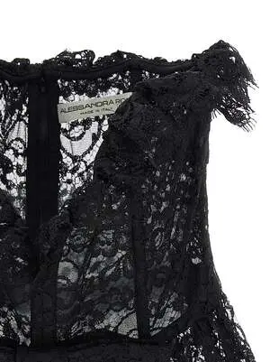 Alessandra Rich Lace Bustier Top With Bow Detail
