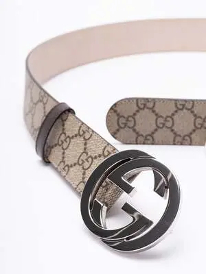 Gucci Gg Supreme Belt With Interlocking G Buckle - Multicolor