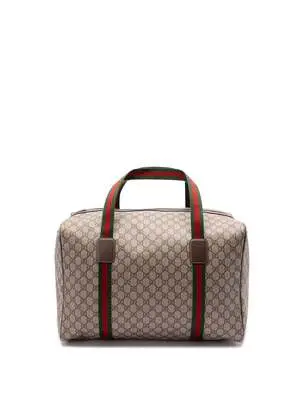 Gucci Gg Supreme Canvas Medium Duffle Bag With Web Stripe
