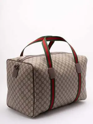 Gucci Gg Supreme Canvas Medium Duffle Bag With Web Stripe