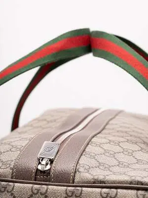 Gucci Gg Supreme Canvas Medium Duffle Bag With Web Stripe