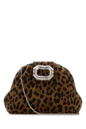 Amina Muaddi Printed Suede Camelia Clutch - Multicolor