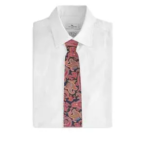 Etro Dark Paisley Motif Silk Neck Tie