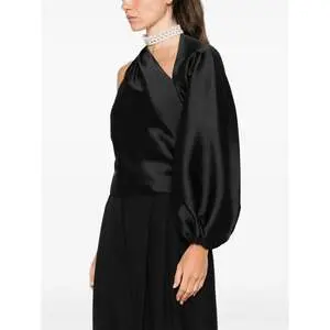SELF-PORTRAIT One Shoulder Asymmetric Sleeve Blouse
