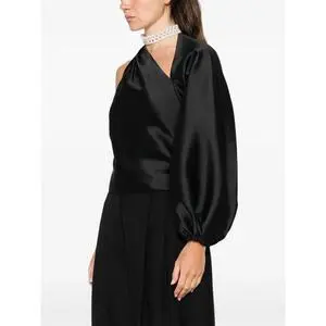 SELF-PORTRAIT One Shoulder Asymmetric Sleeve Blouse