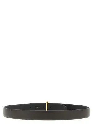 TOM FORD Hammered Reversible Leather Belt With Gold Logo Buckle - Multicolor