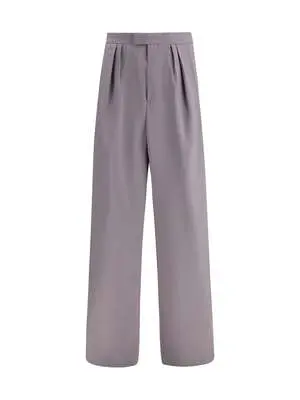 Dries Van Noten Tailored Pleated Wide Leg Wool And Mohair Trousers - Gray