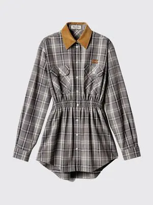 Miu Miu Plaid Dress With Corduroy Collar