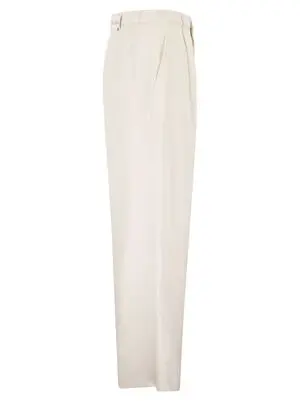 Max Mara Wide-leg Trousers In Cotton And Linen - White