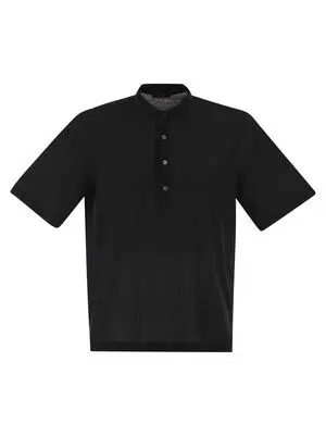 Herno Jersey Polo Shirt With Seraph Collar - Black