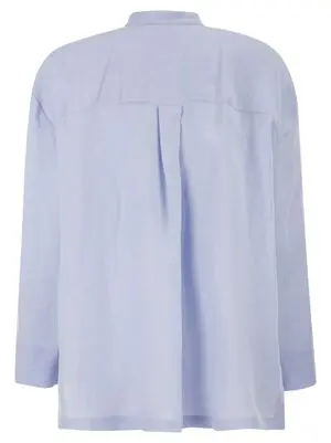 Max Mara S Washed Linen Shirt With Mandarin Collar And Patch Pocket