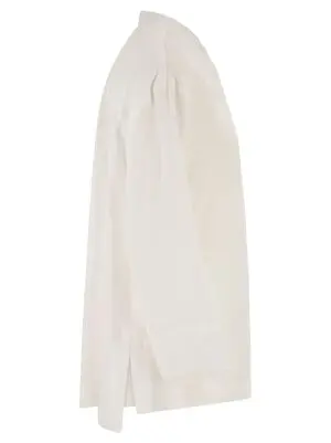 Max Mara S Washed Linen Mandarin Collar Shirt - White