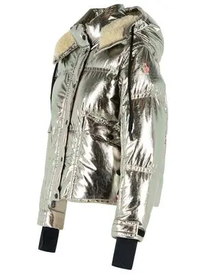 Moncler Celaque Metallic Puffer Jacket - Silver