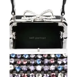 SELF-PORTRAIT Embellished Crystal Detail Tote Bag With Bow Accent