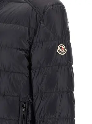 Moncler Quilted Down Jacket With High Neck And Logo Patch - Blue