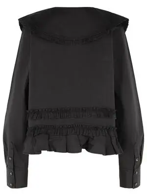 GANNI Cotton Shirt With Ruffle Detailing