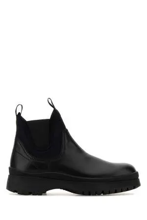 Prada Leather Ankle Boots - Black