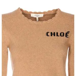 Chloé Embroidered Logo Crew Neck Sweater