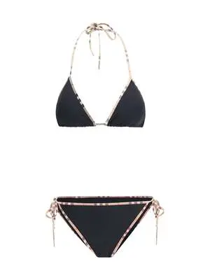 Burberry Bikini Set With Archive Check Trim - Black
