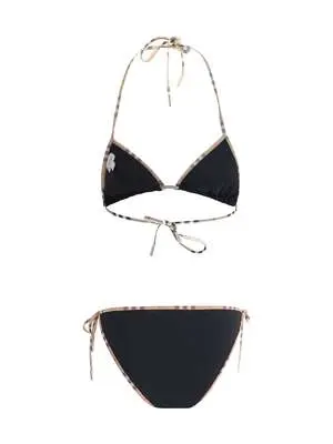 Burberry Bikini Set With Archive Check Trim - Black