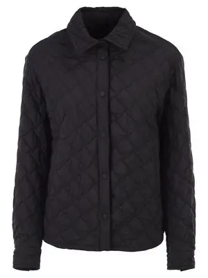 Herno Quilted Shirt Jacket With Logo Buttons - Black