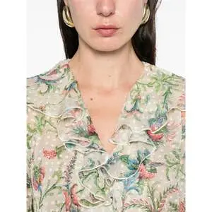 Etro Floral Print Silk Viscose Blouse - Cream
