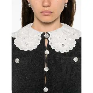 SELF-PORTRAIT Grey Lace Detailing Cardigan