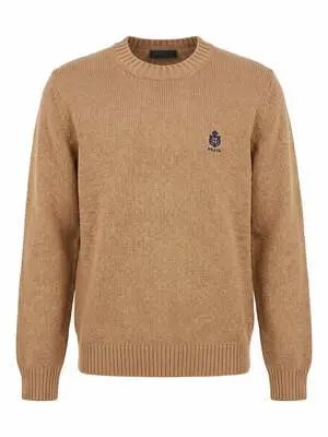Prada Cotton Crewneck Sweater With Logo Detail