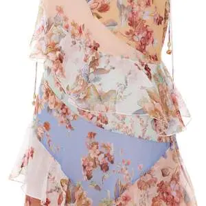 Zimmermann Sleeveless Floral Print Ruffled Dress