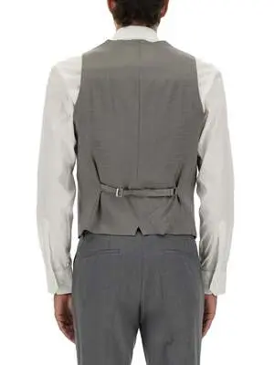 BOSS Slim Fit Vest In Virgin Wool - Gray