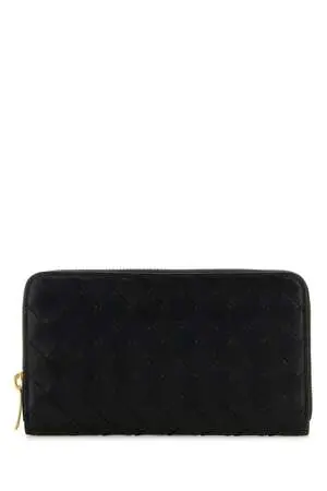 Bottega Veneta Leather Intrecciato Wallet - Black