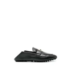Fendi Calf Leather Ff-motif Loafers - Black