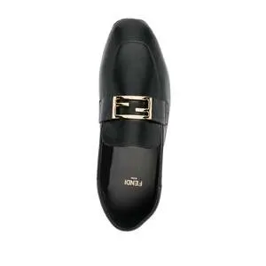 Fendi Calf Leather Ff-motif Loafers - Black