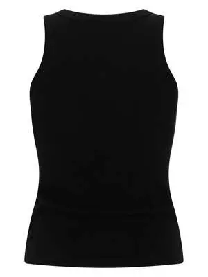 Palm Angels Ribbed Logo Tank Top - Black