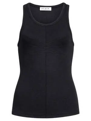Alaïa Darts Cotton Tank Top - Black