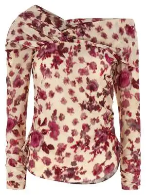 Isabel Marant Étoile Danka Rose Print Stretch Silk Top - Pink