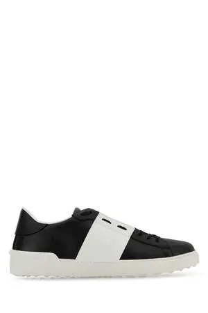Valentino Garavani VALENTINO GARAVANI Calf Leather Open Sneakers With White Band Black