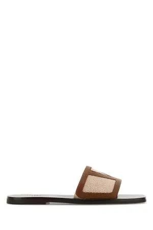 Valentino Garavani Two-tone Canvas And Leather Viva Superstar Slippers - Multicolor